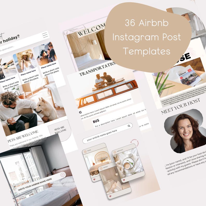 Airbnb Instagram Templates for Stunning Posts Editable Canva Templates ...