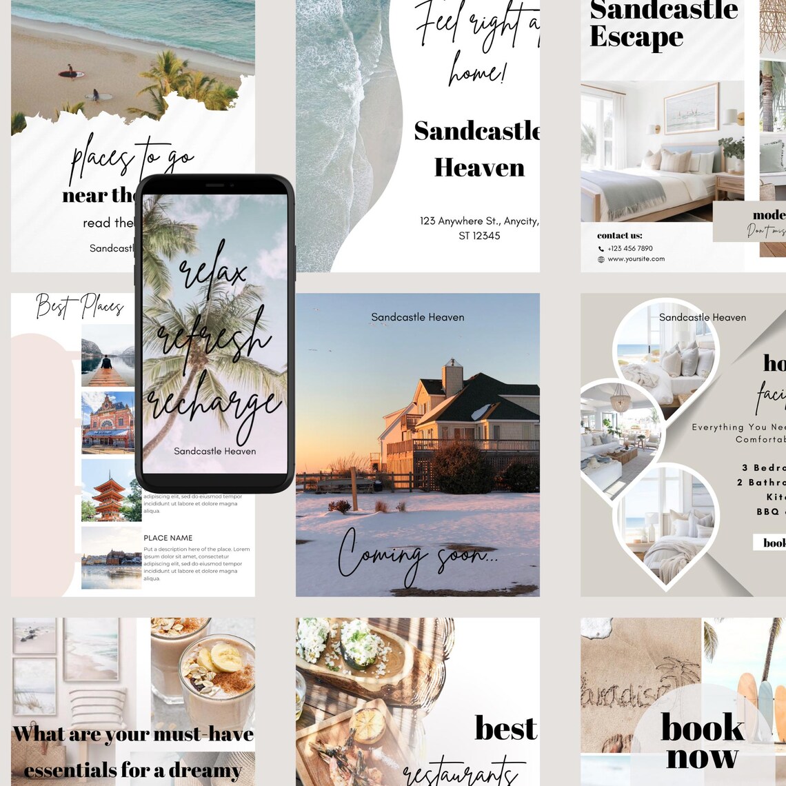 Airbnb Instagram Post Templates Editable Social Media Graphics for ...
