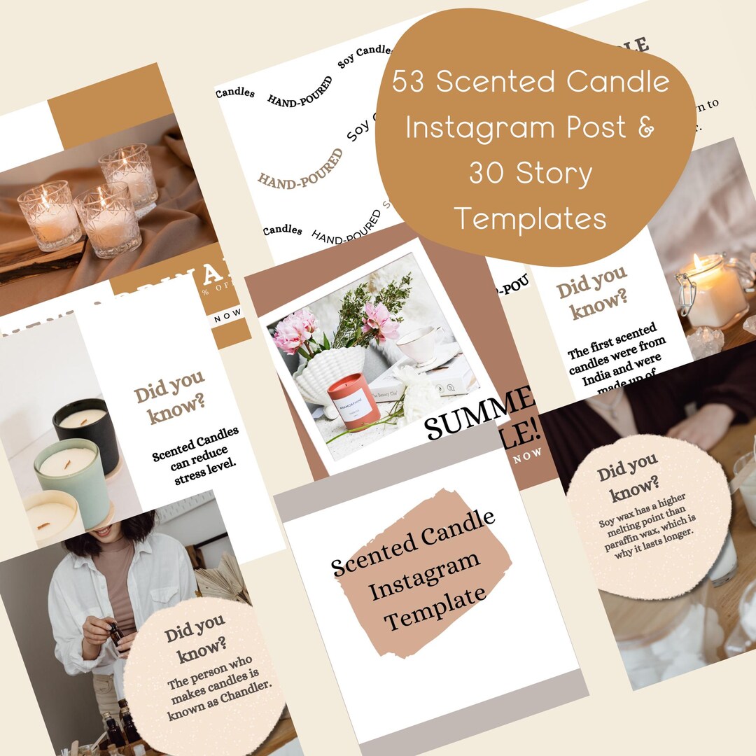 Candle Instagram Post and Story Template Candle Shop Stories Editable ...