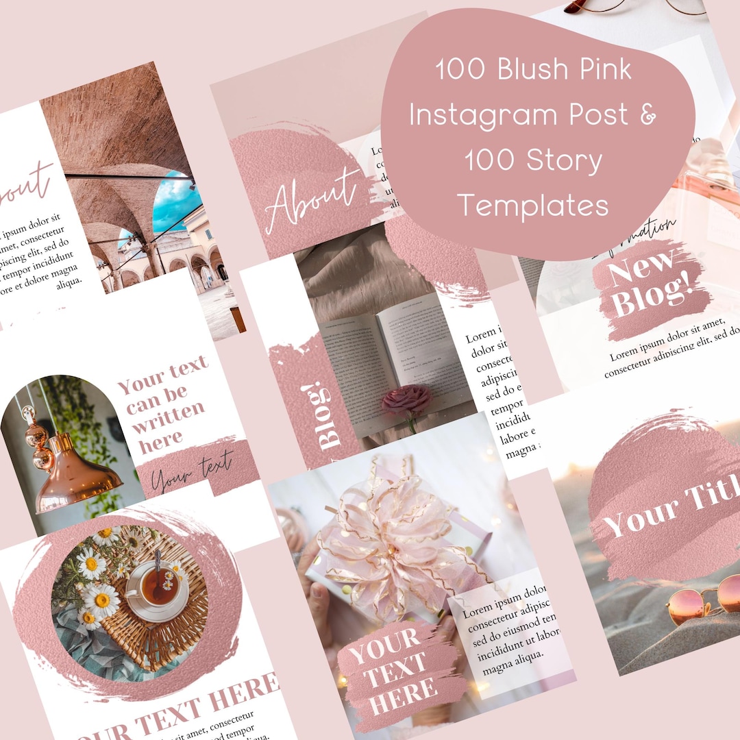 Pink Blush Instagram Post and Story Templates Editable Social Media ...