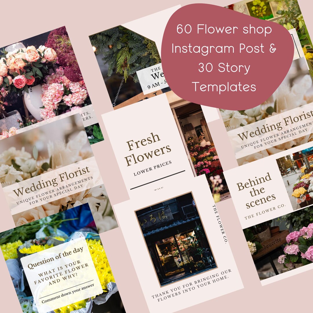 Flower Shop Instagram Templates Customizable Social Media Graphics ...