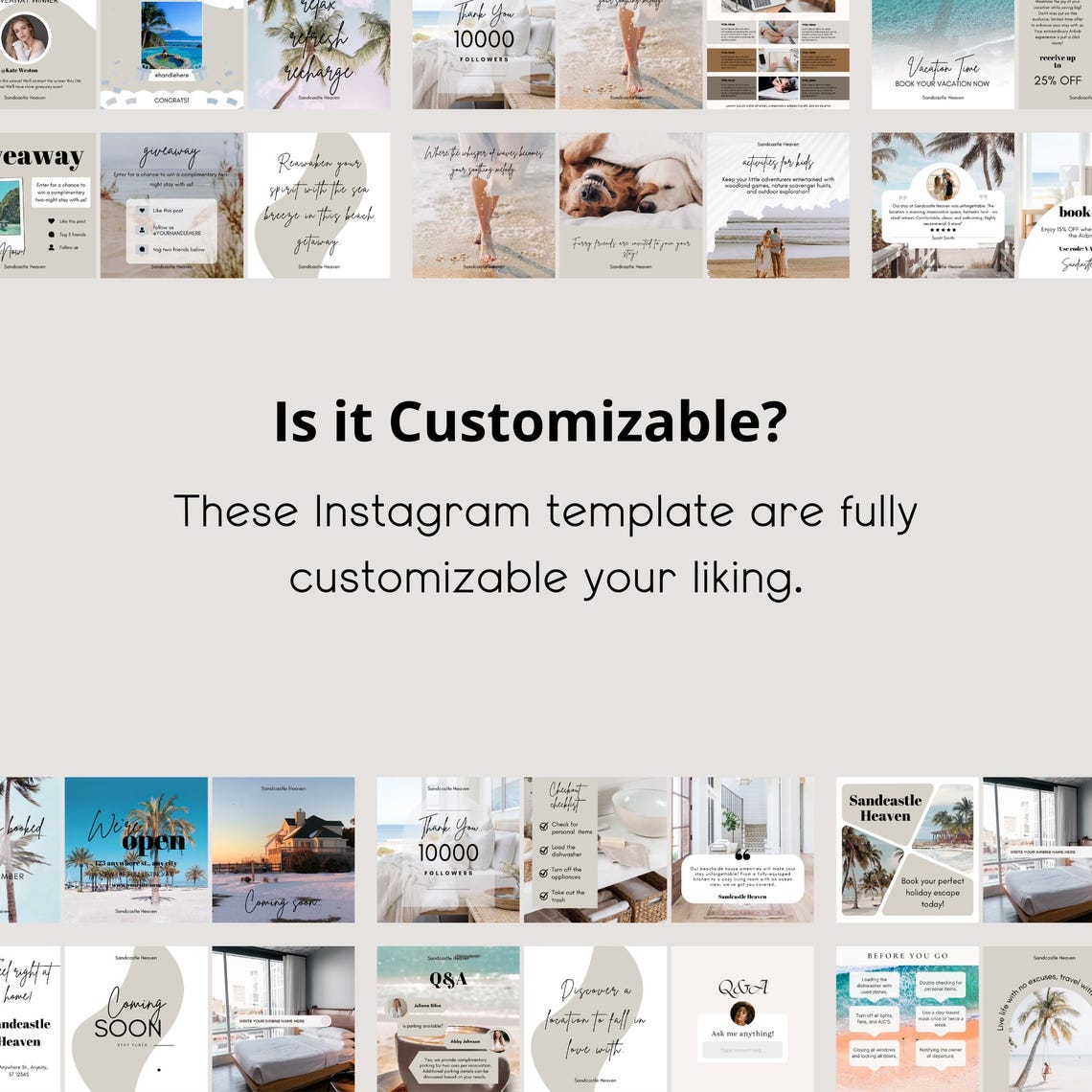 Airbnb Instagram Post Templates Editable Social Media Graphics for ...