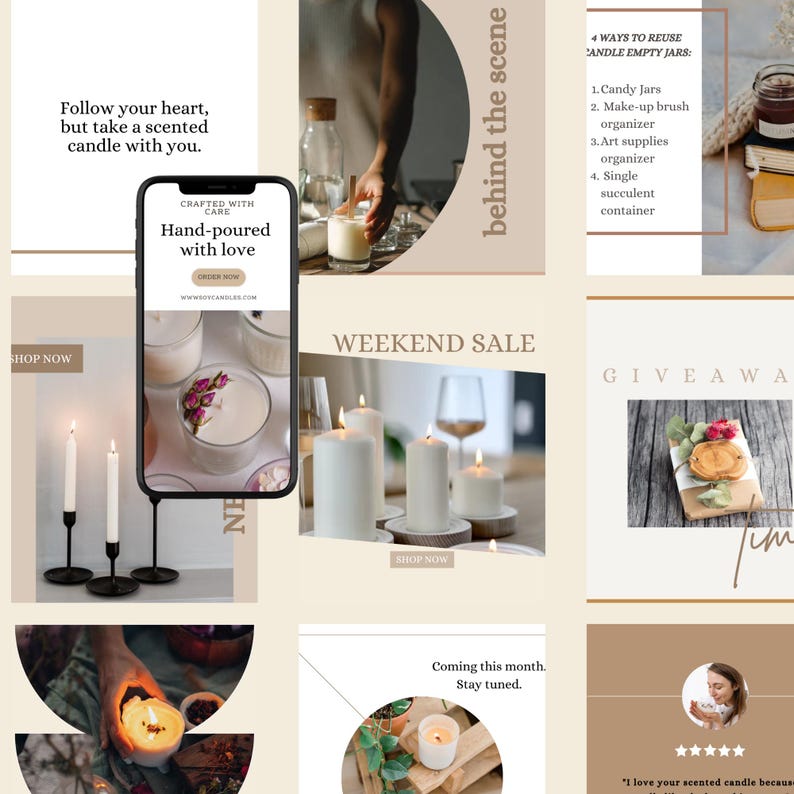 Candle Instagram Post and Story Template Candle Shop Stories Editable ...