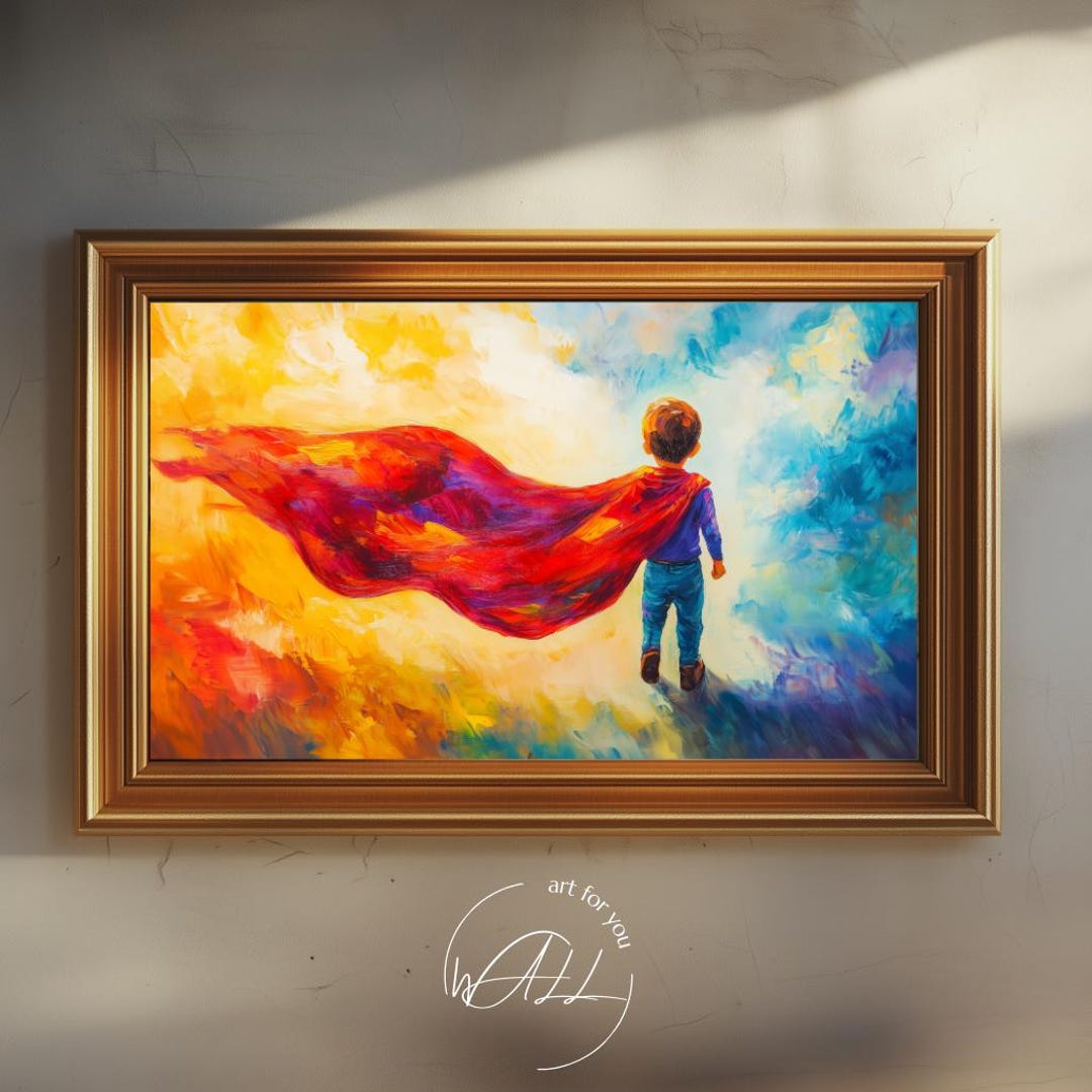 Superboy Wall Art – Digital Print | Little Hero – Colorful Abstract ...