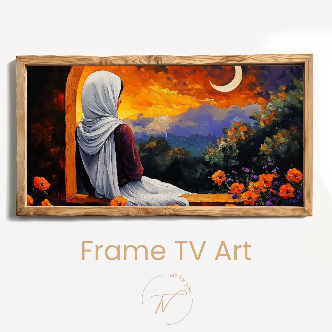 Eid Mubarak Frame TV Art – Islamic Wall Art With Hijabi Woman | Muslim ...