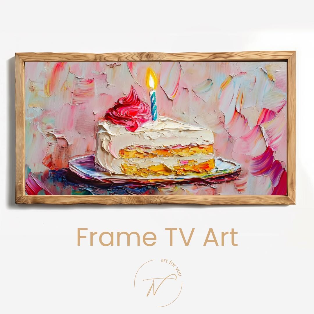 Birthday Cake Impasto TV Art | Instant Digital Download for Tv ...