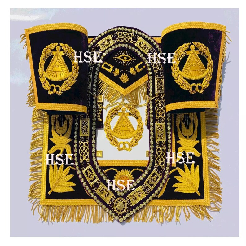 Masonic Regalia Grand Master Apron With Collar & Cuffs Purple - Etsy