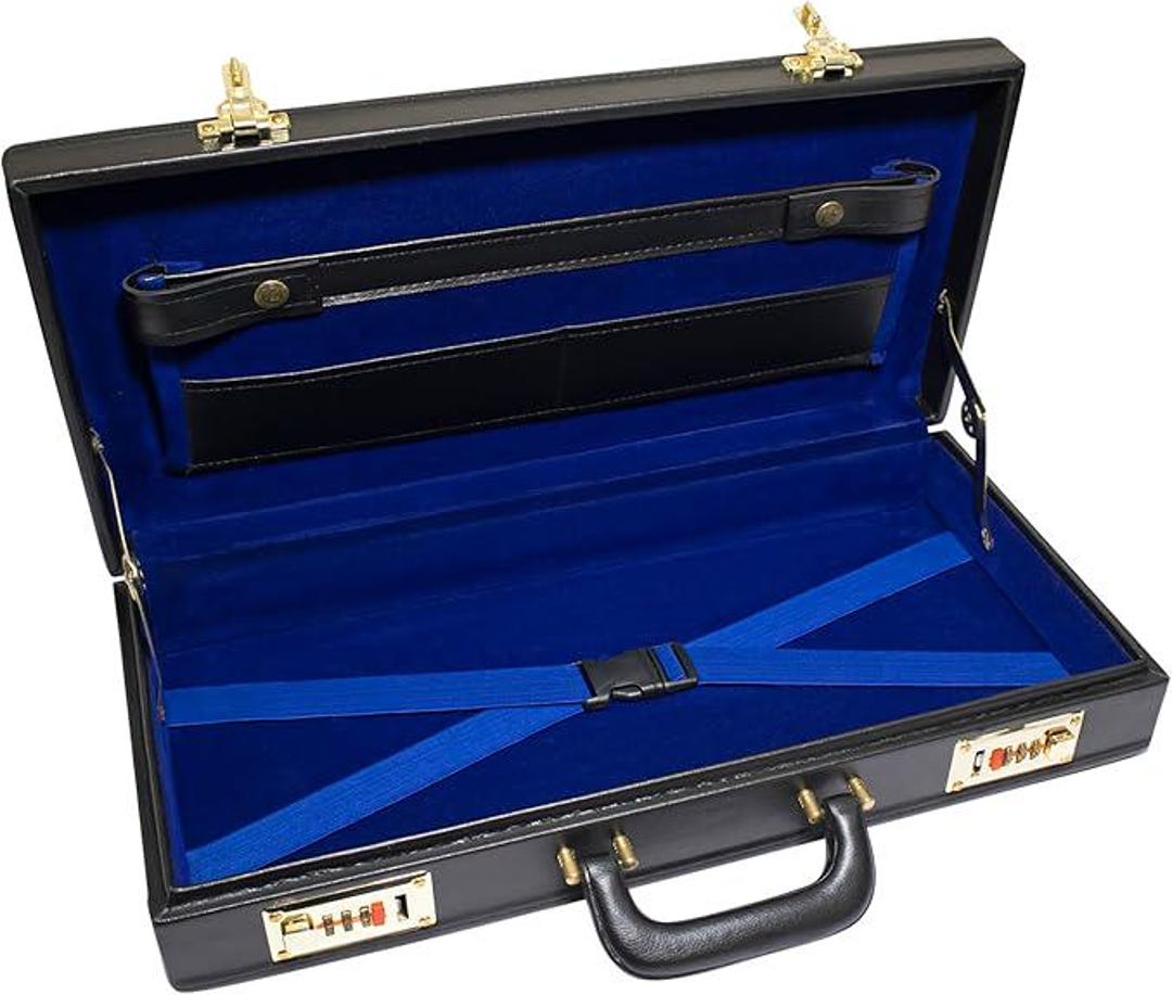 Masonic Regalia Half Apron Hard Case Briefcase, Black Leather ...