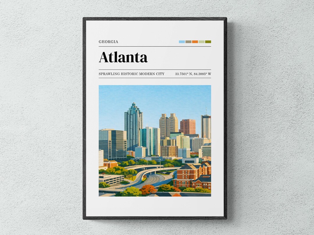 Atlanta Print, Georgia USA Travel Poster, Travel Wall Art | Printable ...