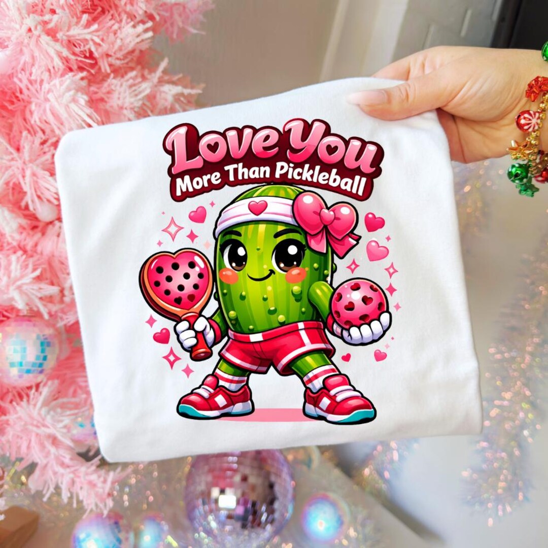 Pickleball Valentine PNG, Funny Cute Pickleball Cactus Clipart With ...