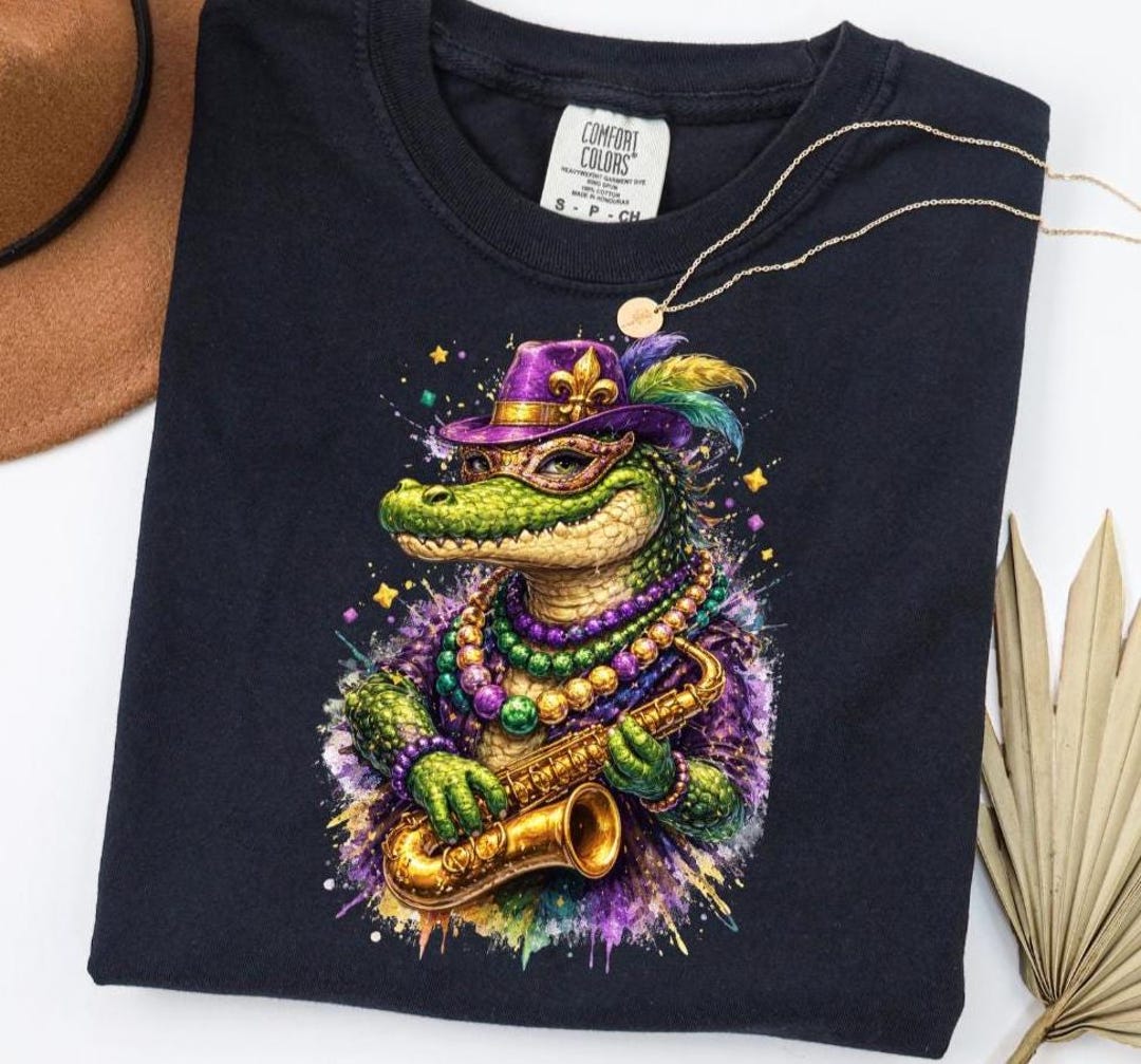 Mardi Gras Alligator PNG, Jazz Gator Saxophone Clipart, New Orleans ...