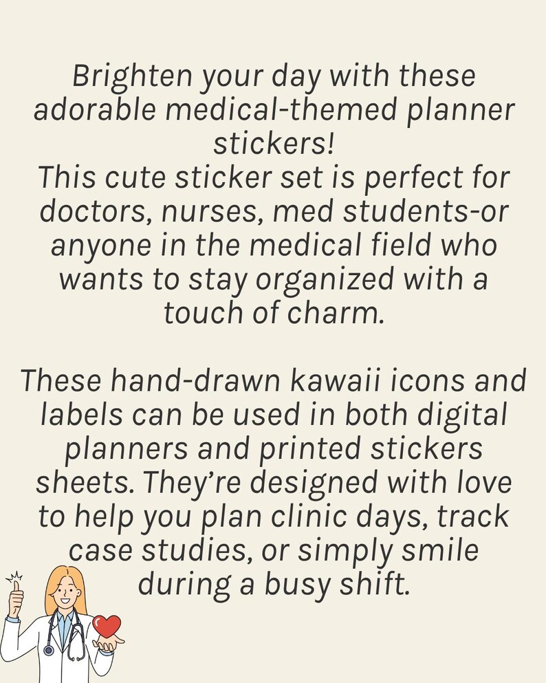 Cute Medical Digital Stickers for Doctors & Nursesม Mental Health, Self ...