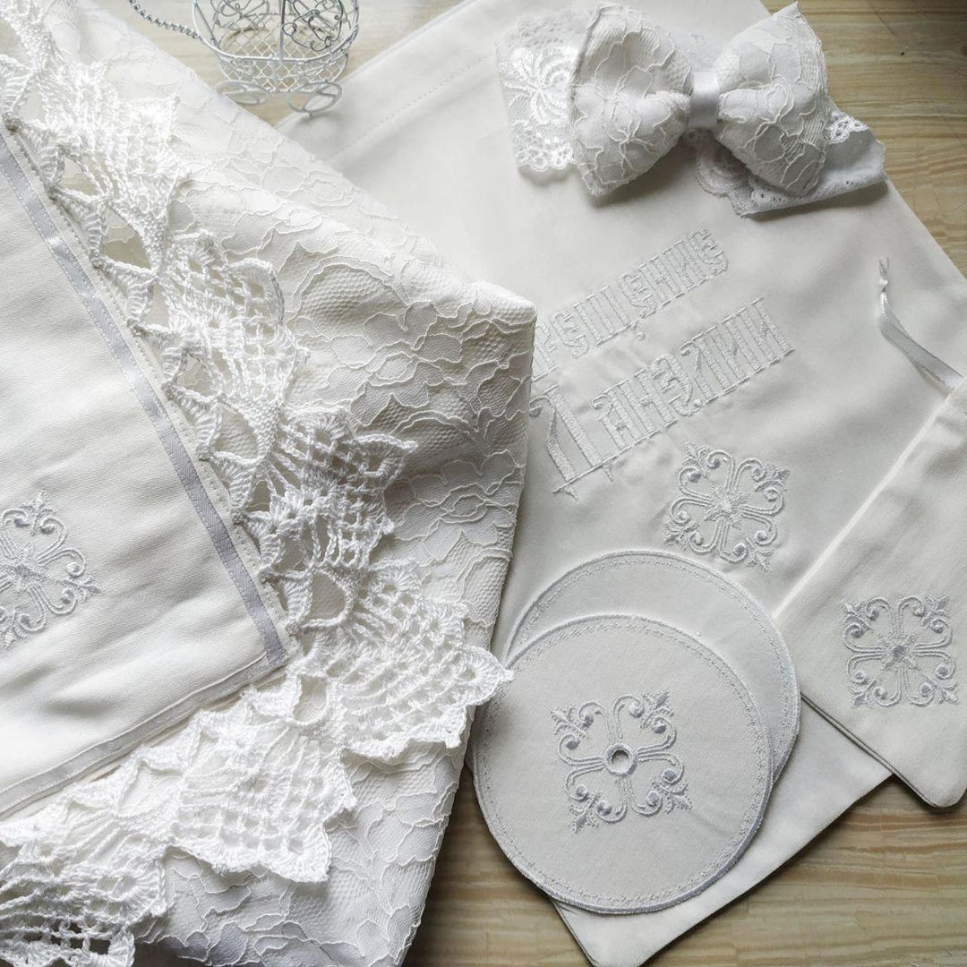 Handmade Satin Baptism Blanket | Luxury Christening Wrap With Lace ...