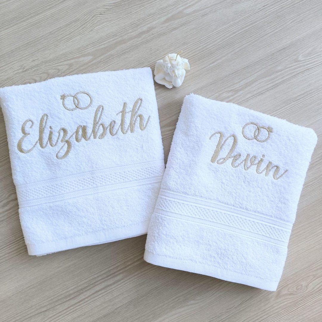 Personalized Wedding Towel Set | Custom Name Towels With Rings ...