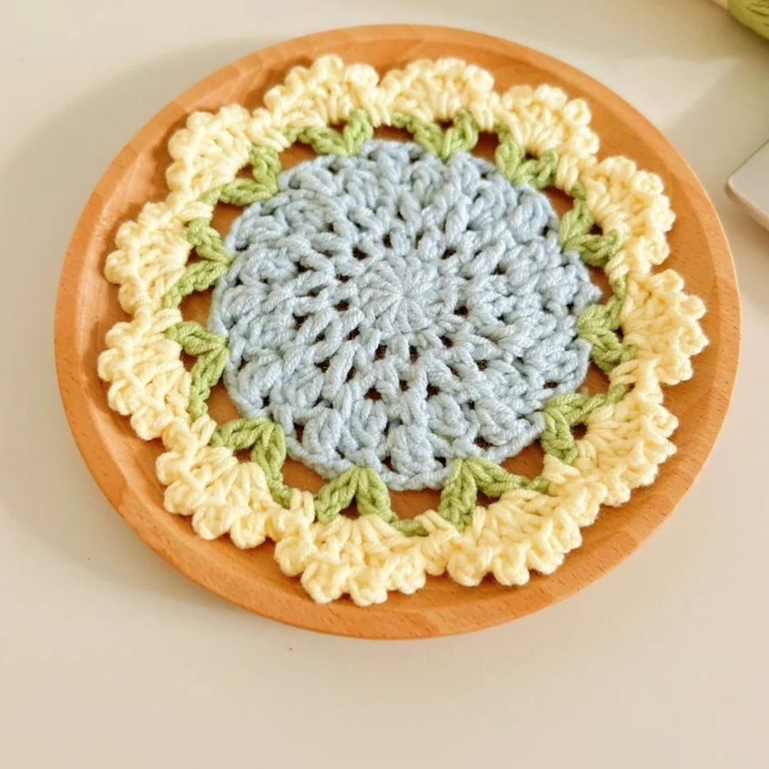 Handmade Crochet Floral Coaster, Vintage Doily, Cotton Table Decor ...
