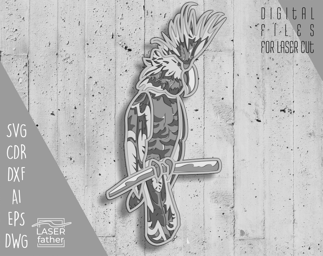 Parrot Laser Cut, Tropical Bird SVG, 3D Layered Wood Art, Glowforge ...