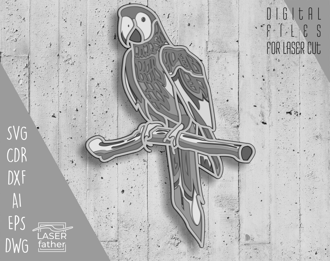 Parrot Multilayer SVG, Bird Laser Cut, Paper Cutting Template, Instant ...