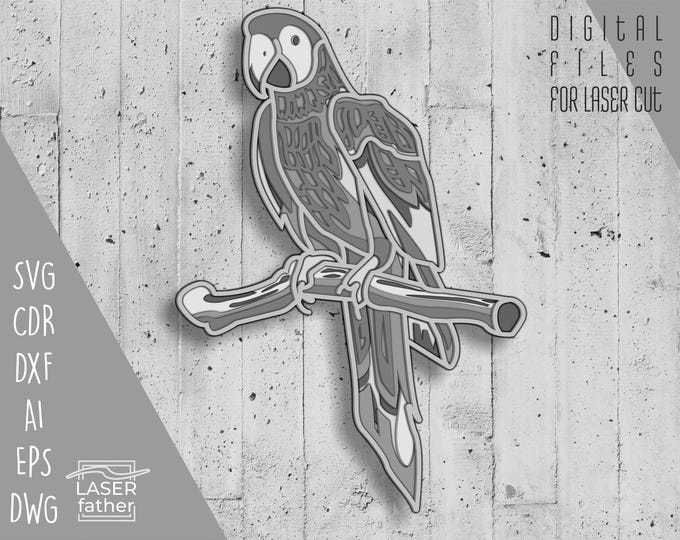 Multilayer Parrot Laser Cut File 3D Layered Parrot Paper Cut File SVG ...