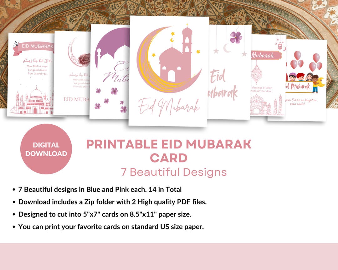 14 Eid Mubarak Digital Greeting Cards | Printable Islamic Cards | for ...