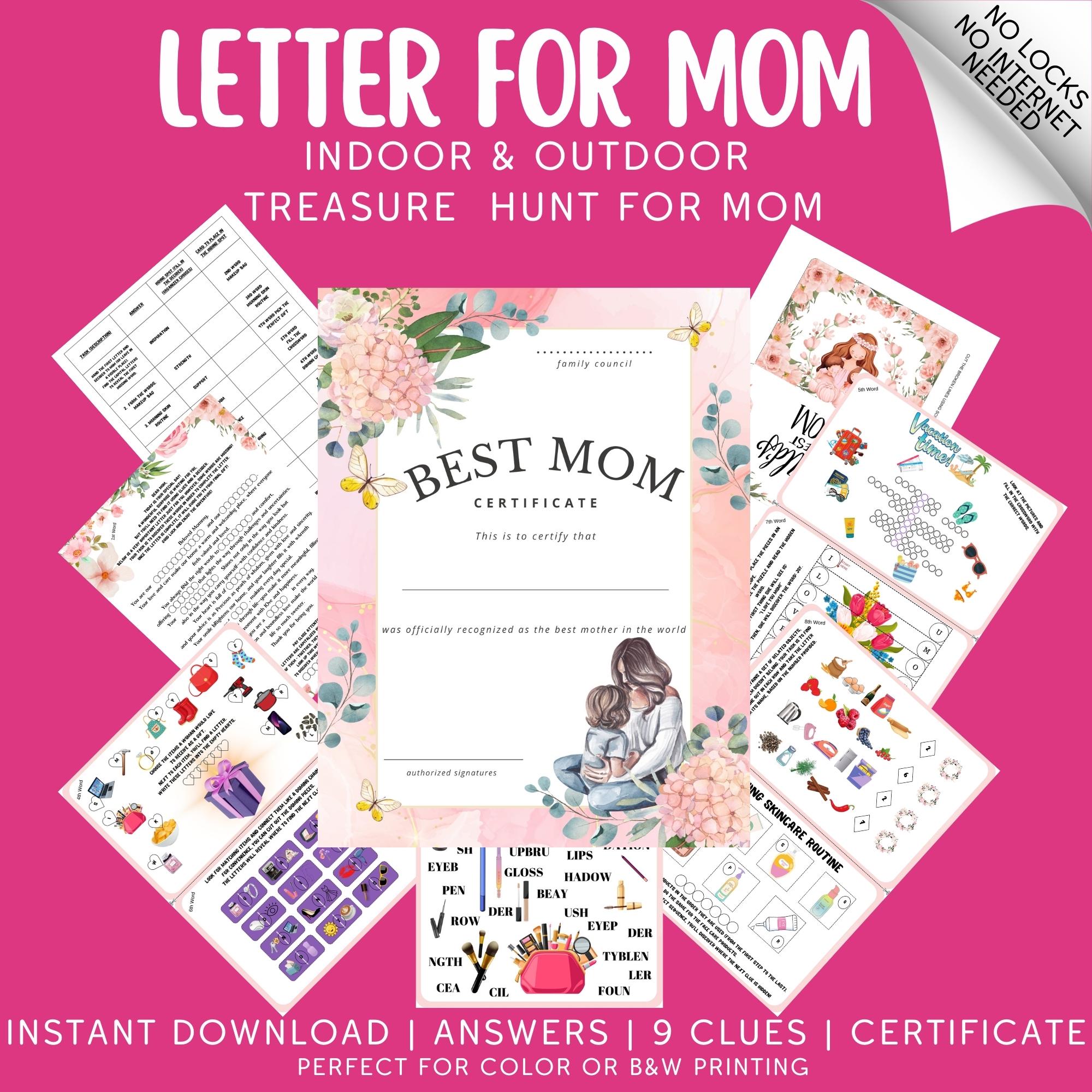 Mother’s Day Treasure Hunt, Printable Escape Room for Mom, Birthday ...