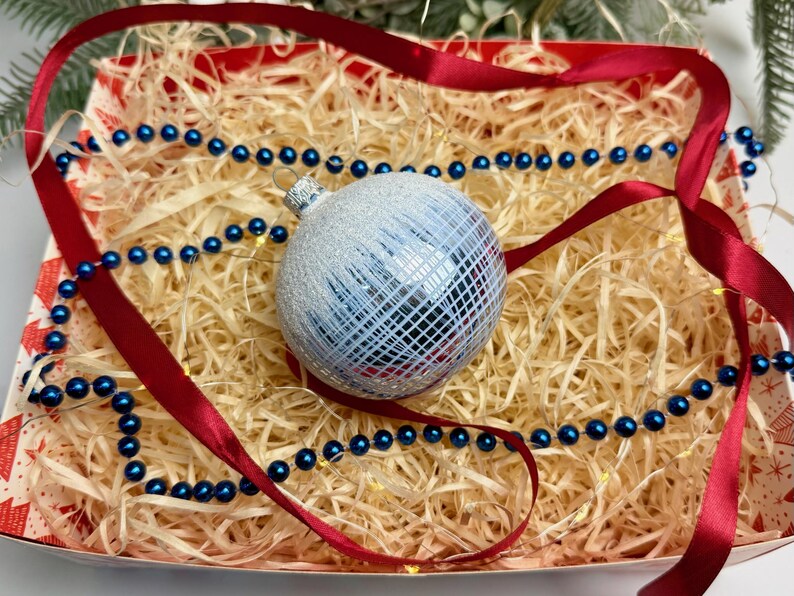 Blue White Christmas Ornament Frosted Ice Texture – Handmade Glass ...