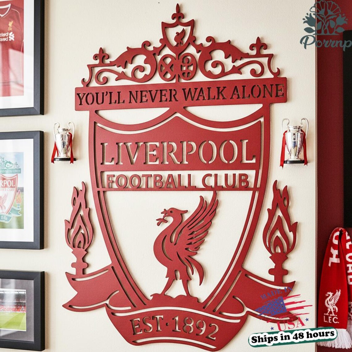 You'll Never Walk Alone Metal Plaque,liverpool FC Crest Wall Sign ...