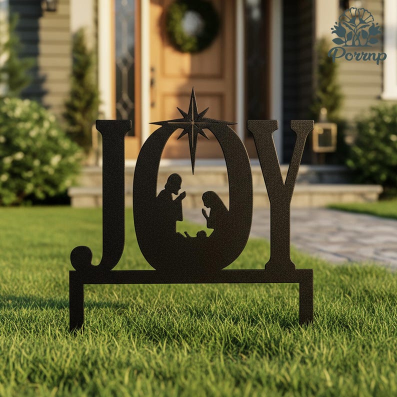 Outdoor Nativity JOY Sign, Christian Christmas Yard Art, Religious ...