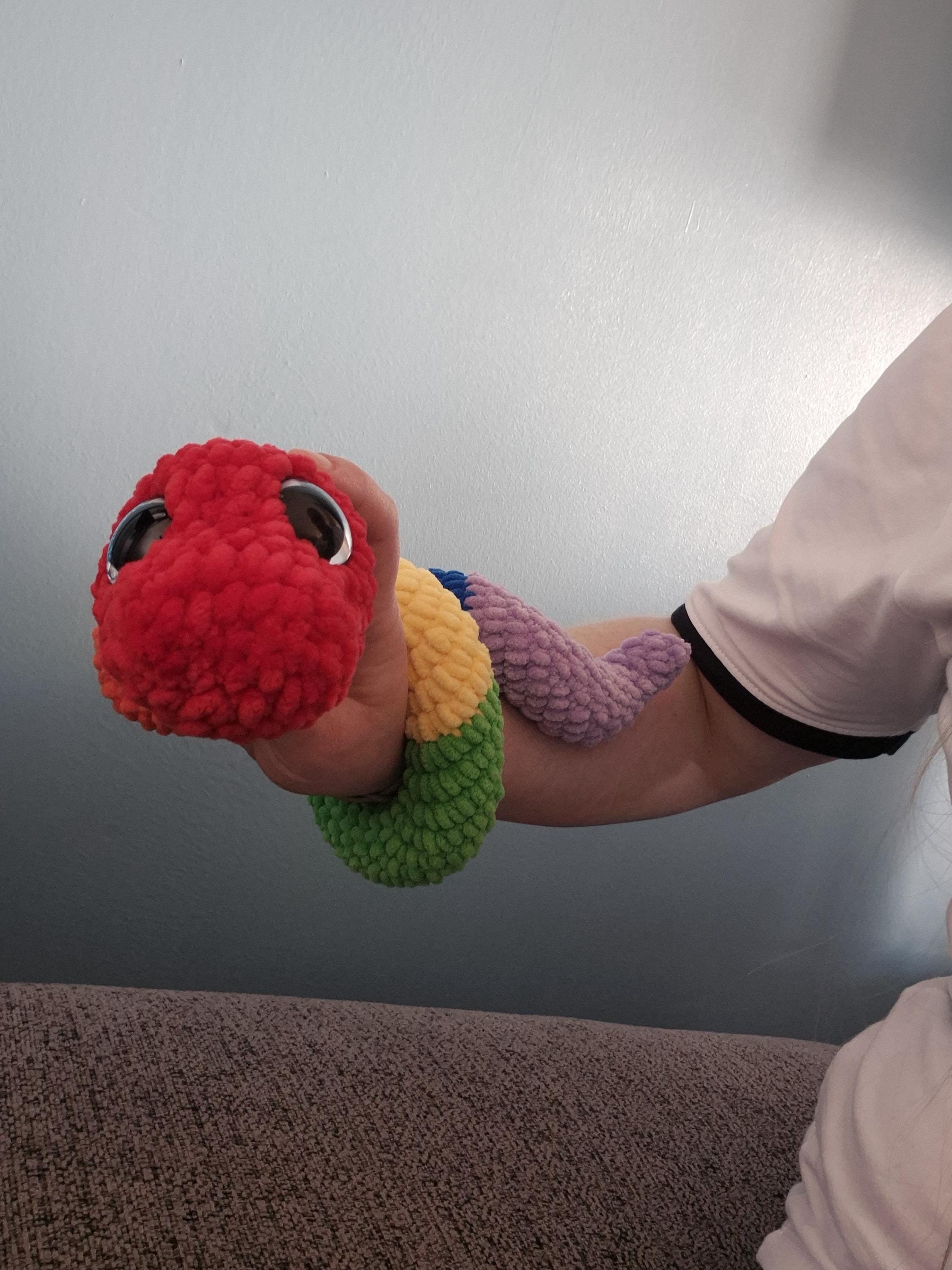 Crochet Curly Snake: Posable Plush Toy, Custom Pride Colours - Etsy