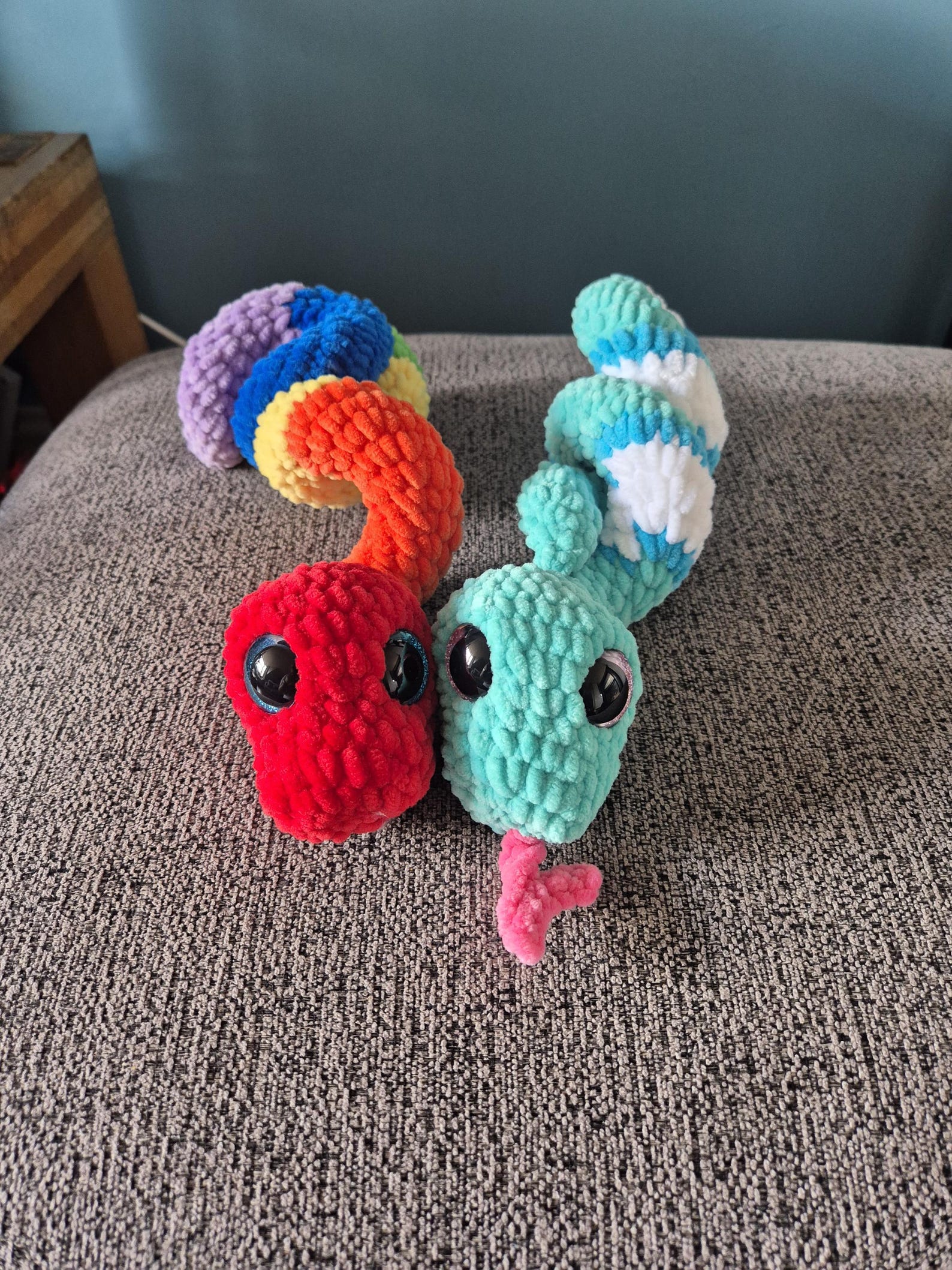 Crochet Curly Snake: Posable Plush Toy, Custom Pride Colours - Etsy