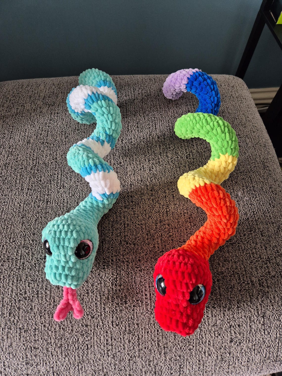 Crochet Curly Snake: Posable Plush Toy, Custom Pride Colours - Etsy