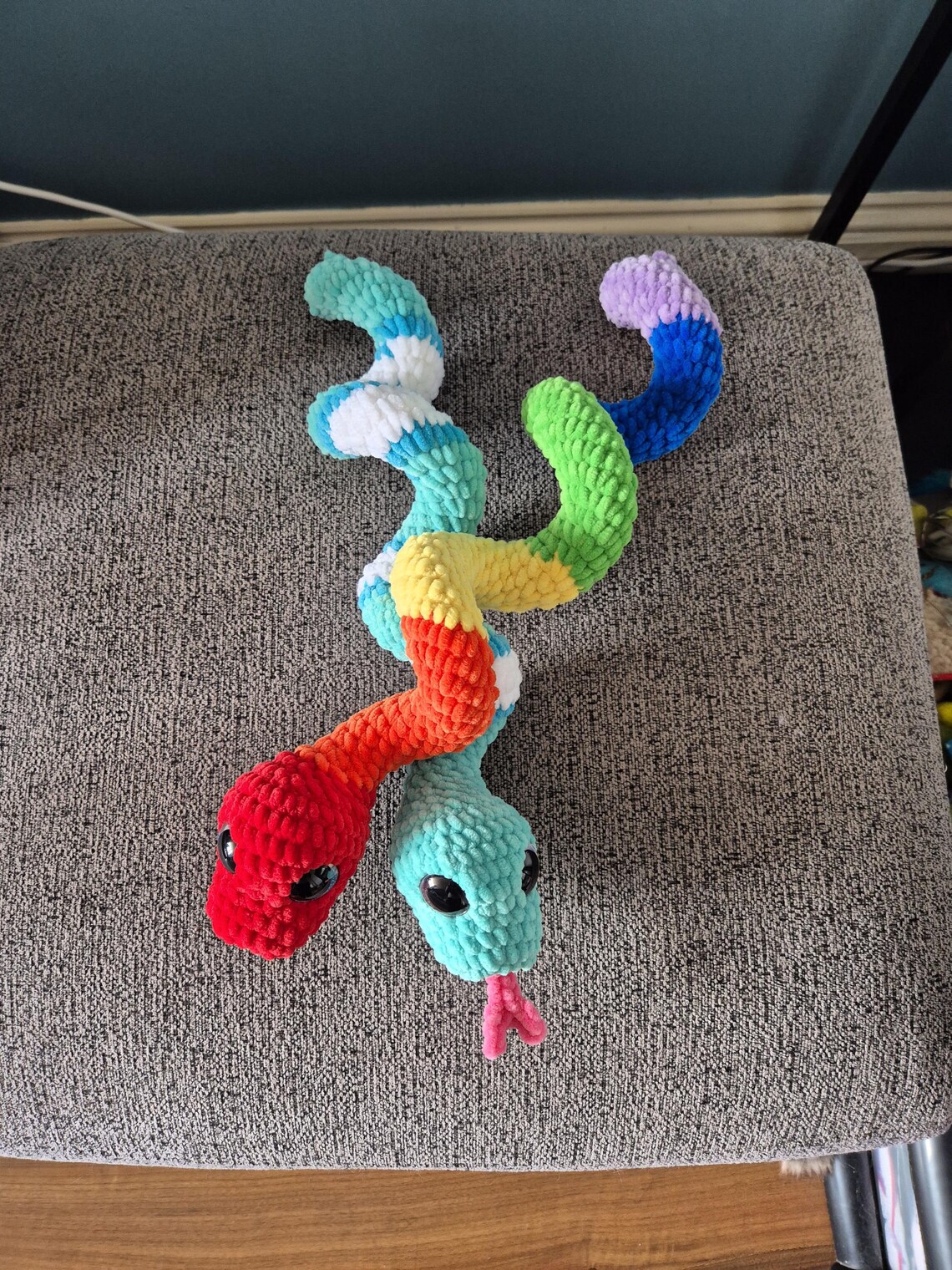 Crochet Curly Snake: Posable Plush Toy, Custom Pride Colours - Etsy