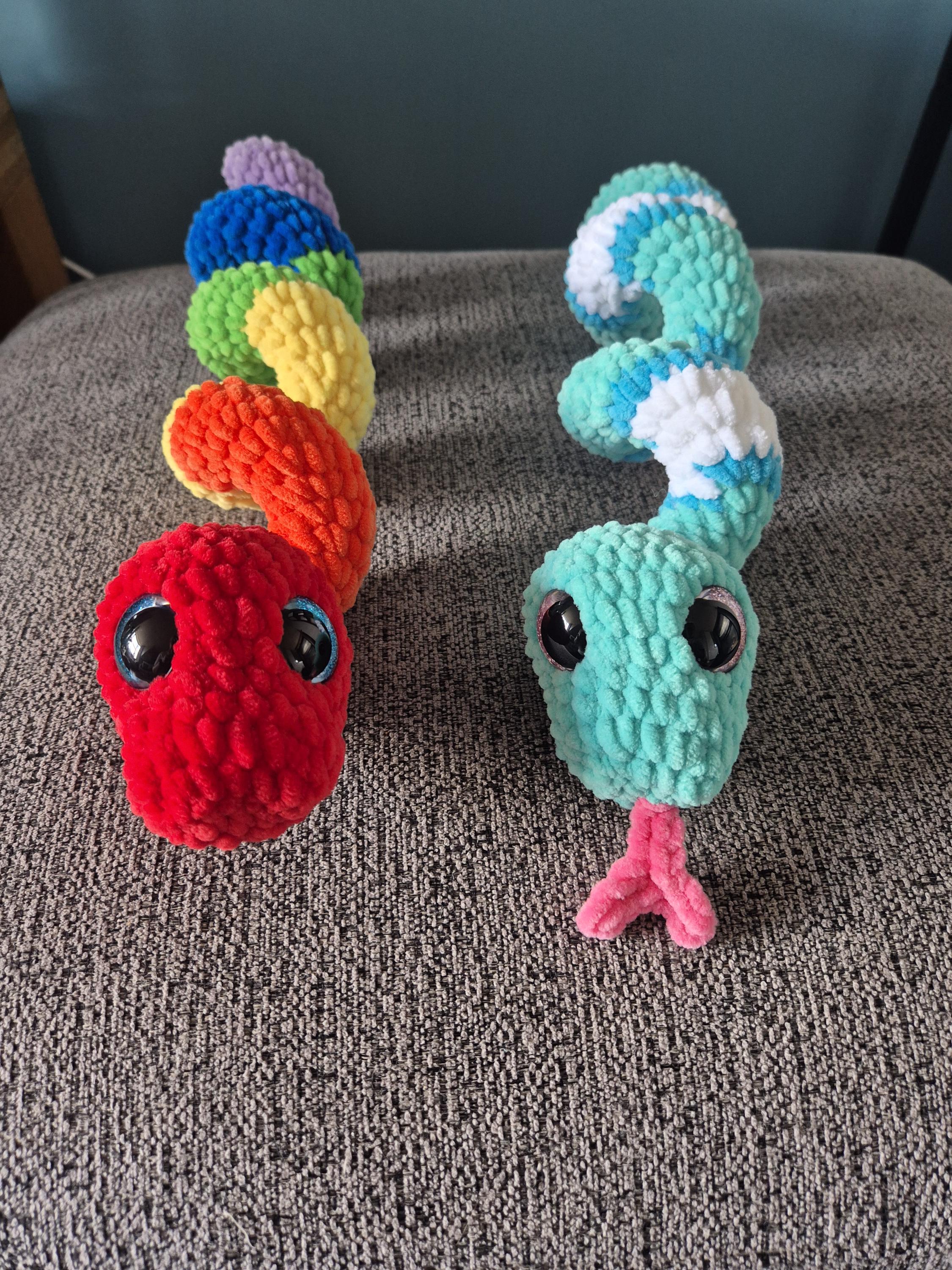 Crochet Curly Snake: Posable Plush Toy, Custom Pride Colours - Etsy