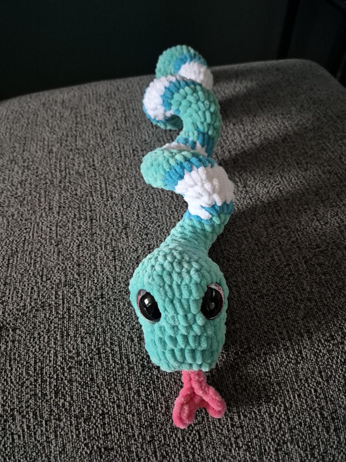 Crochet Curly Snake: Posable Plush Toy, Custom Pride Colours - Etsy