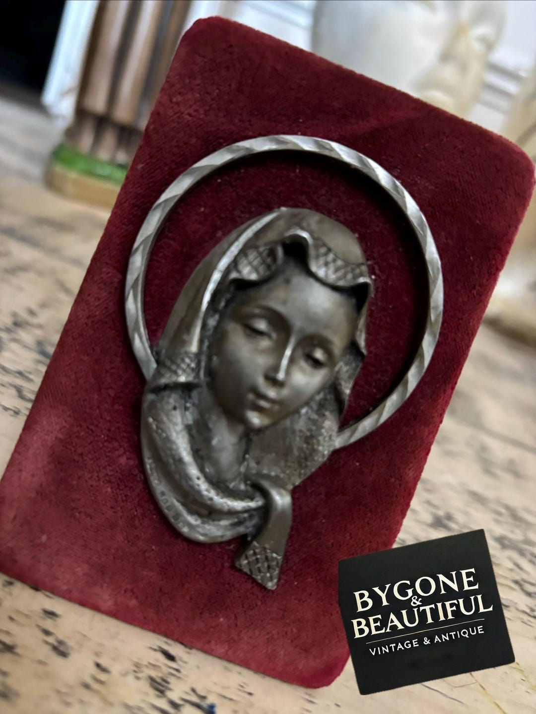 Art Nouveau Virgin Mary Velvet Plaque - Etsy