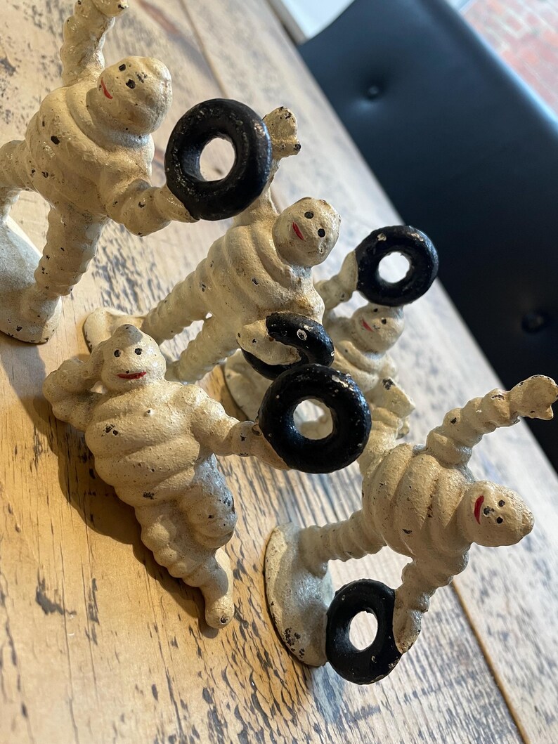 Set of 5 Vintage Cast Iron Michelin Man Figures – Bibendum Tyre Mascots ...