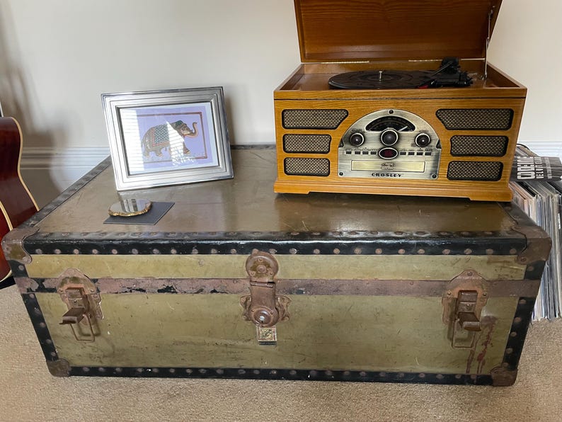 Pair of Antique Military-style Storage Trunks | Vintage Metal & Wood ...