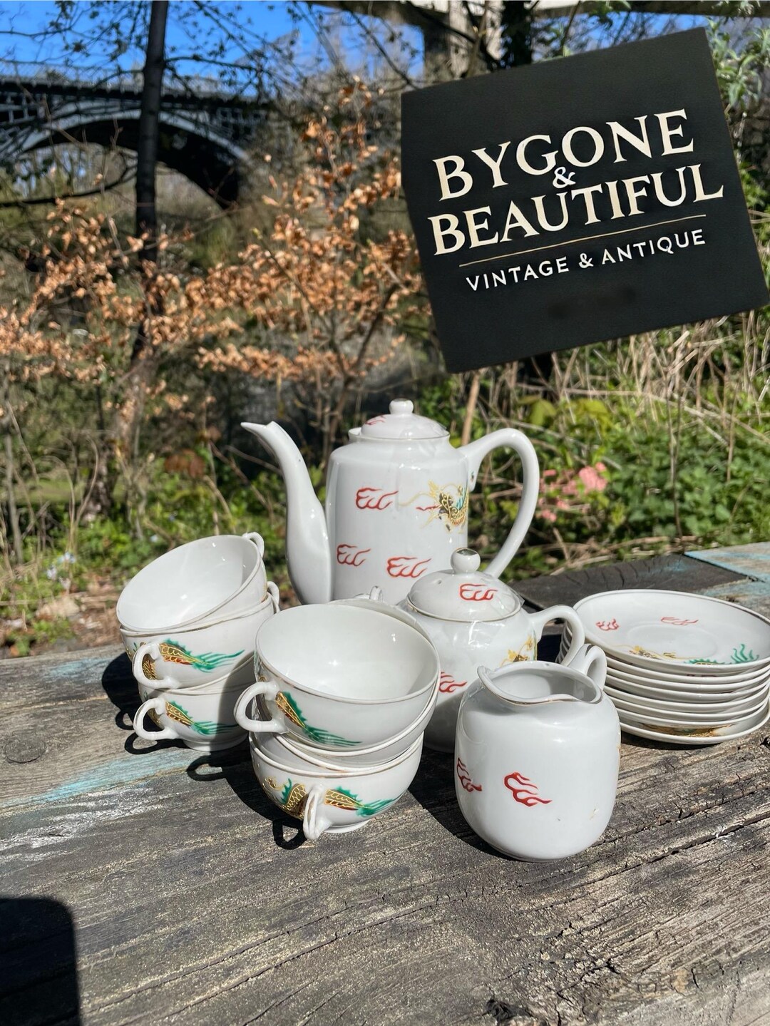 1930s Japanese Dragonware Tea Set With Lithophane Geisha – Moriage ...