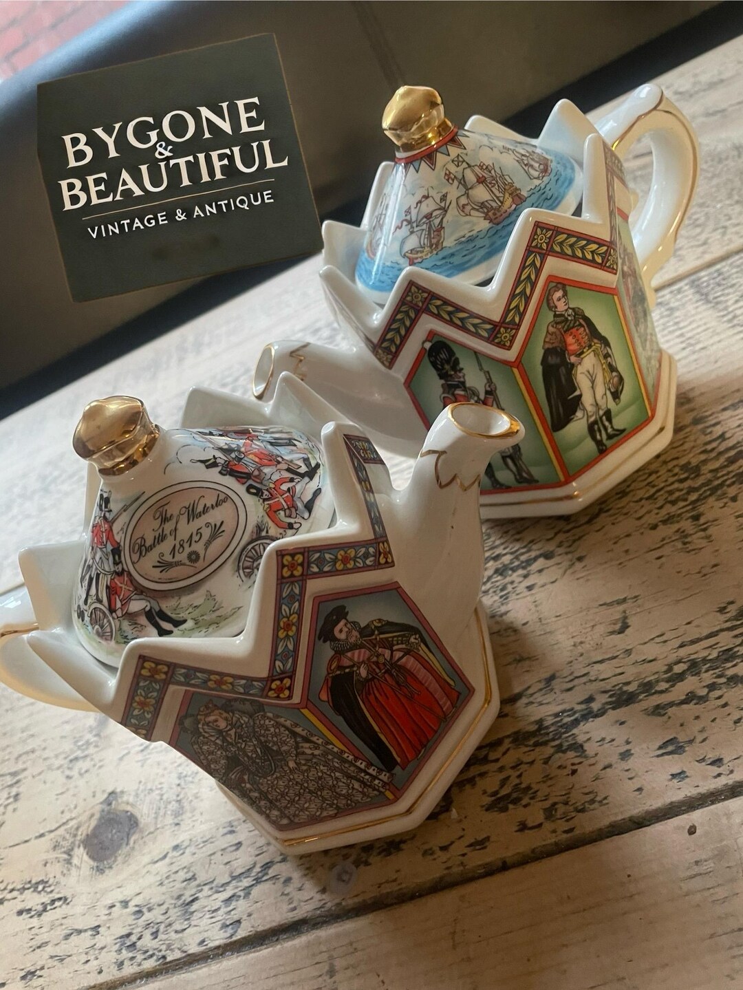 Vintage James Sadler Crown Teapots - Battle of Waterloo & Henry VIII ...