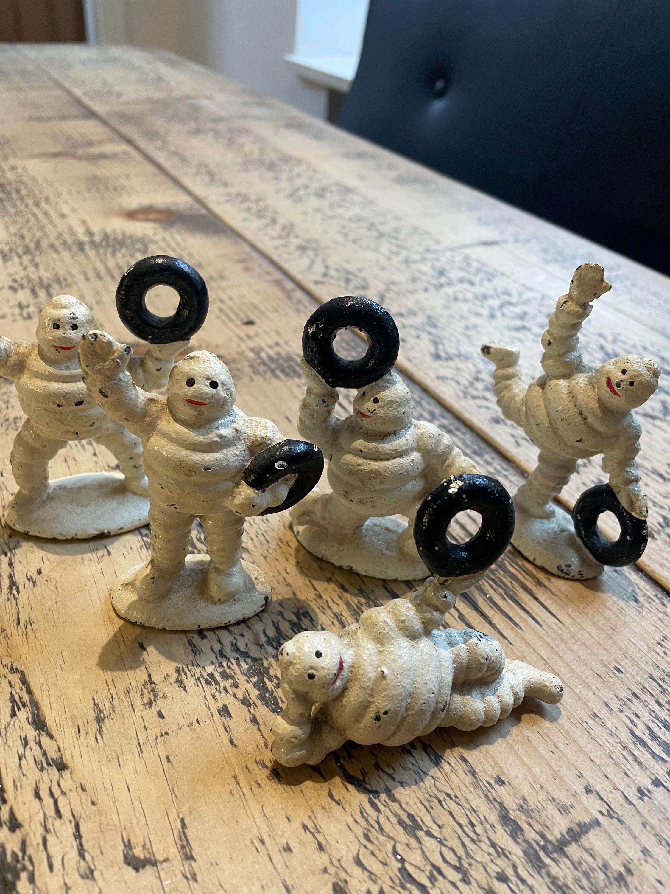 Set of 5 Vintage Cast Iron Michelin Man Figures – Bibendum Tyre Mascots ...