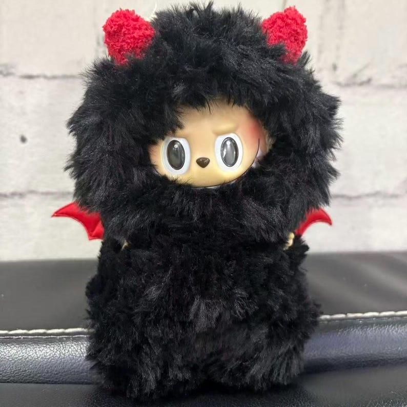Black Godzilla-inspired Fuzzy Outfit for Labubu Doll – Handmade Monster ...