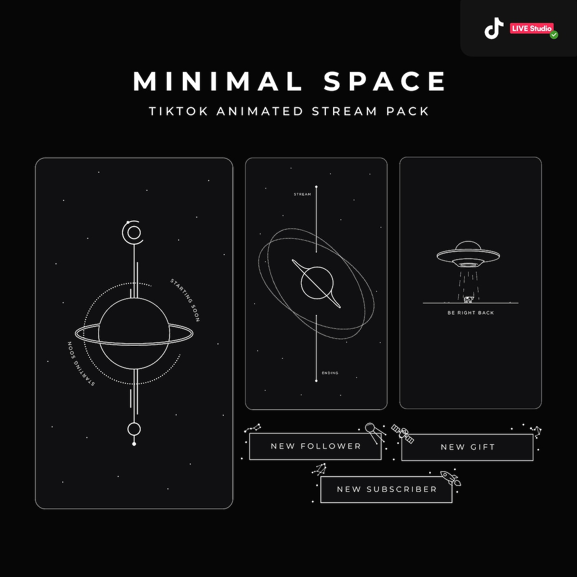 Minimal Space Animated Stream Overlay Pack: Tiktok (vertical Mobile) - Etsy
