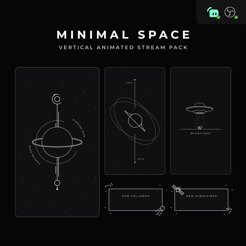 Space Animated Stream Overlay Pack - Minimal Style - Twitch, Kick ...