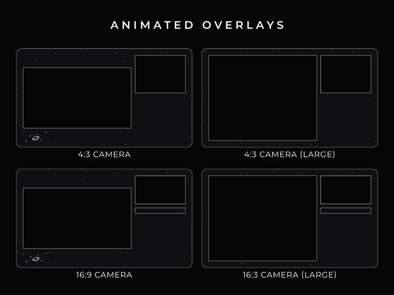 Space Animated Stream Overlay Pack - Minimal Style - Tiktok Overlay - Horizontal Mobile Overlay ...