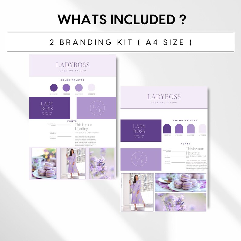 Purple Brand Board Template, Brand Kit Template, Editable Brand Kit ...