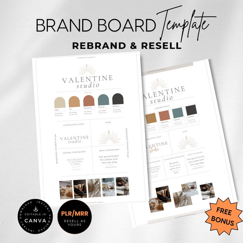 Brand Board Template, Brand Kit Template, Editable Brand Kit, Pre-made ...