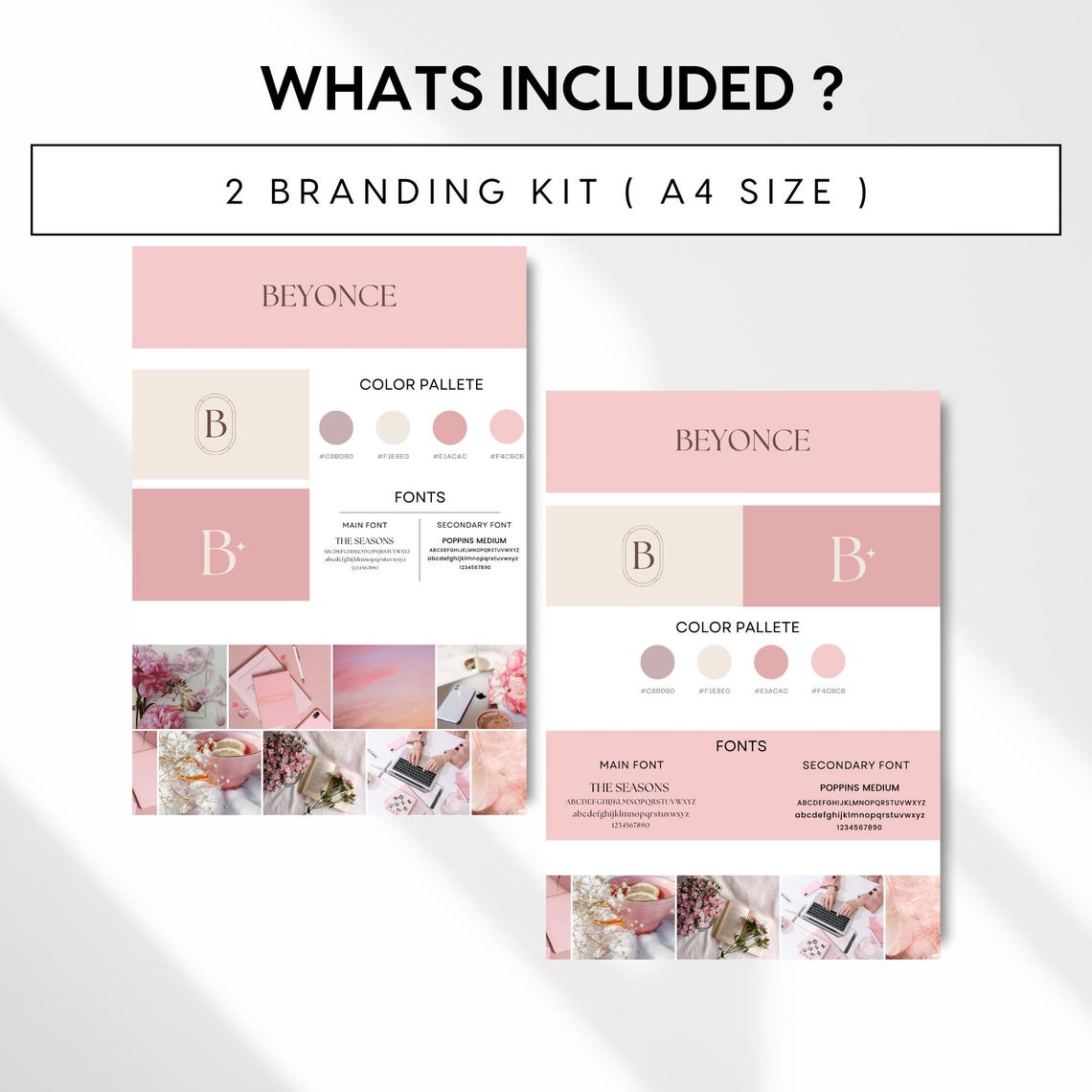 PLR MMR Brand Board Template, Pink Brand Kit Template, Editable Brand ...