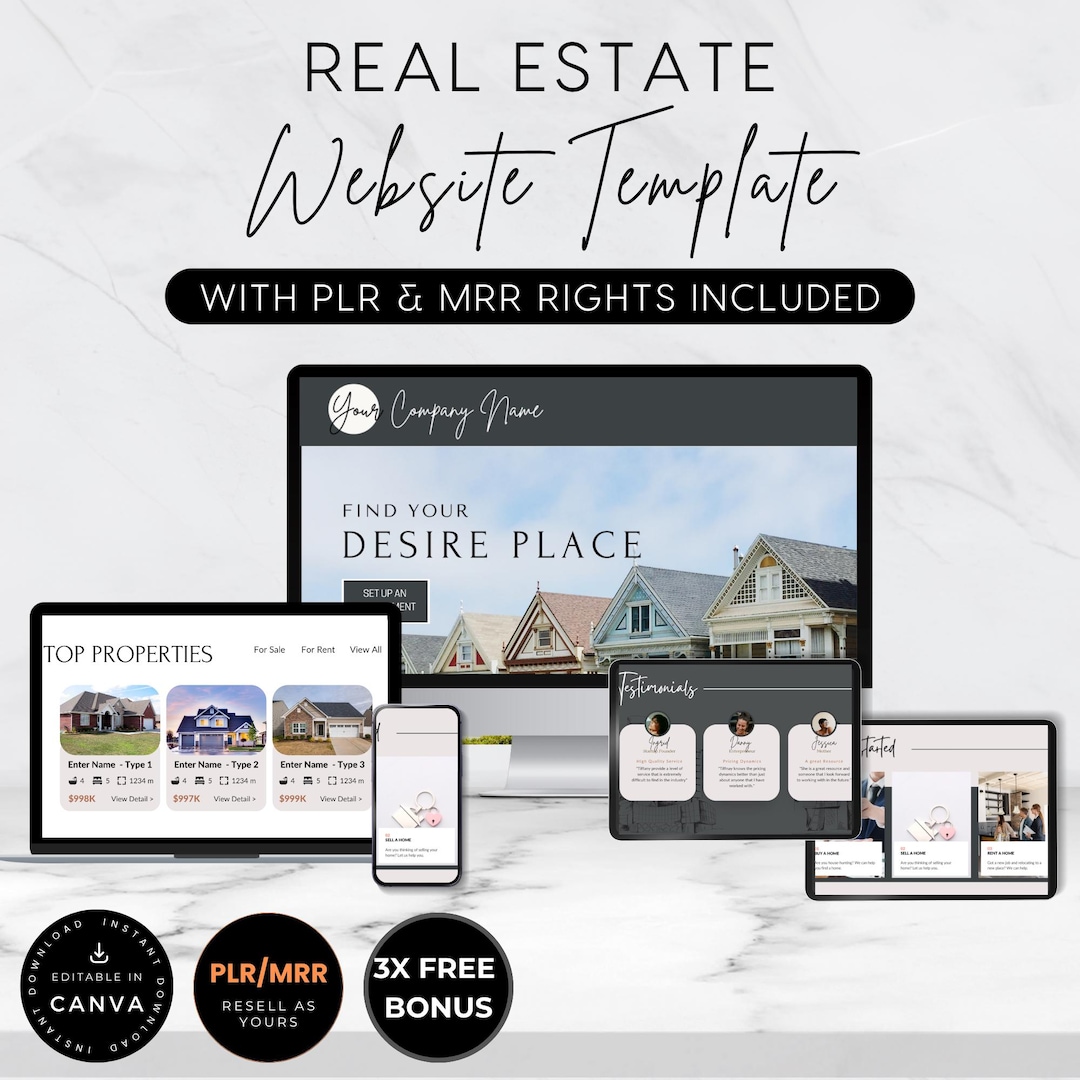 Real Estate Canva Website Template, Landing Page, Sales Funnel, Canva ...
