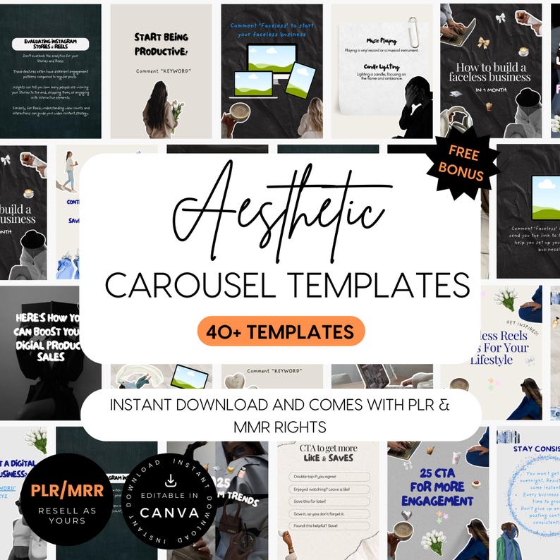 Aesthetic Instagram Carousel Templates, PLR MRR Digital Products, Ig ...