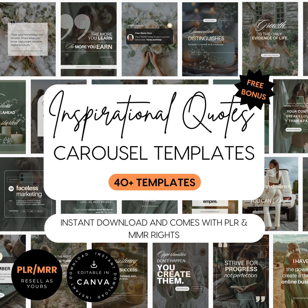 Quotes Instagram Carousel Templates: Editable Canva Social Media ...