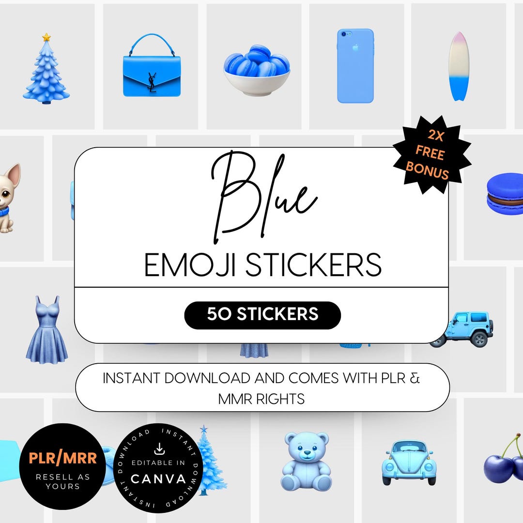 50 Blue Emoji Stickers, Aesthetic Instagram Stickers, iPhone Emoji, IOS ...